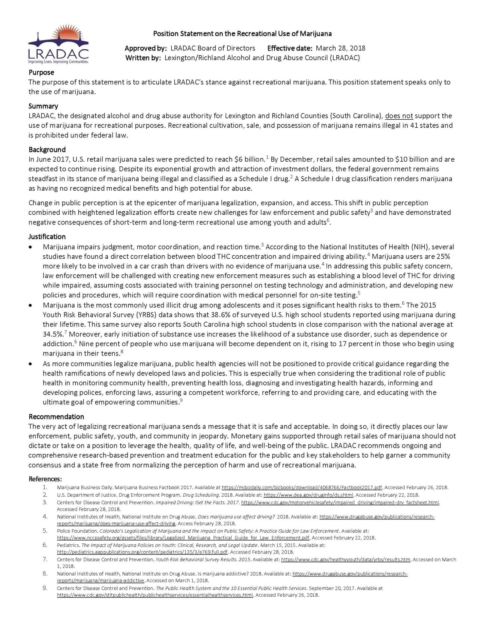 LRADAC’s Position Statement on the Medical Use and Recreational Use of Marijuana - LRADAC